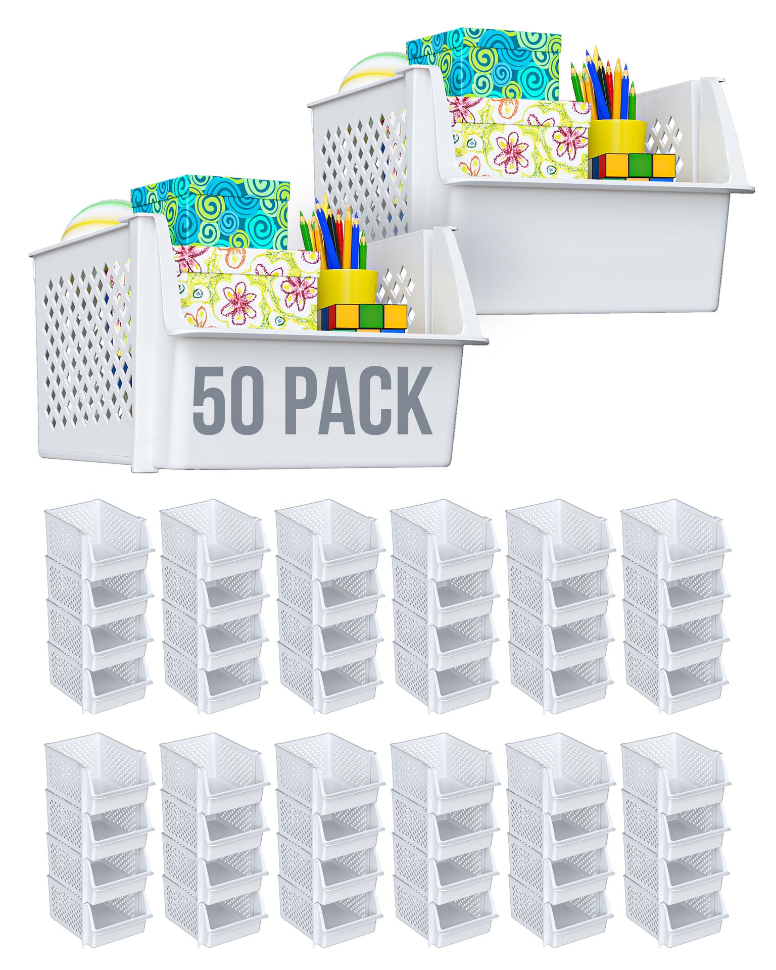 Skywin Plastic Stackable Storage Bins for Pantry - Stackable Bins For ...