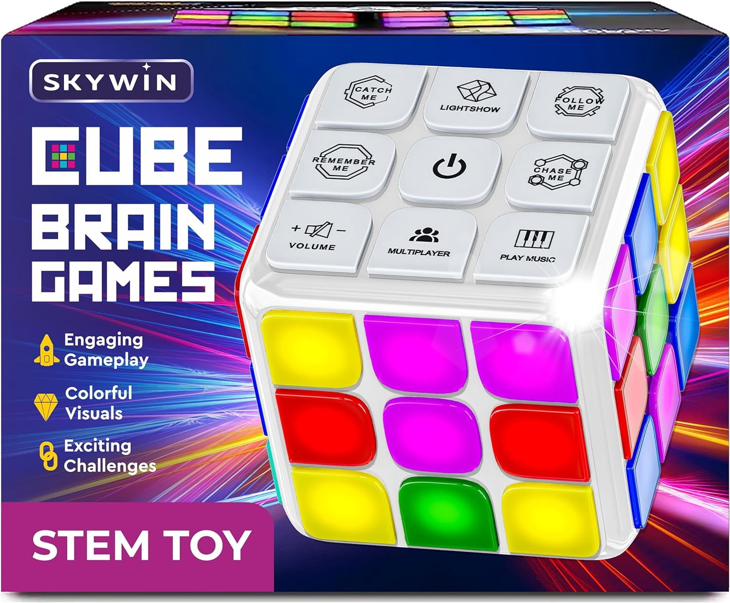 Skywin Puzzle Cube Game (White) - Flashing Cube Handheld Electronic ...