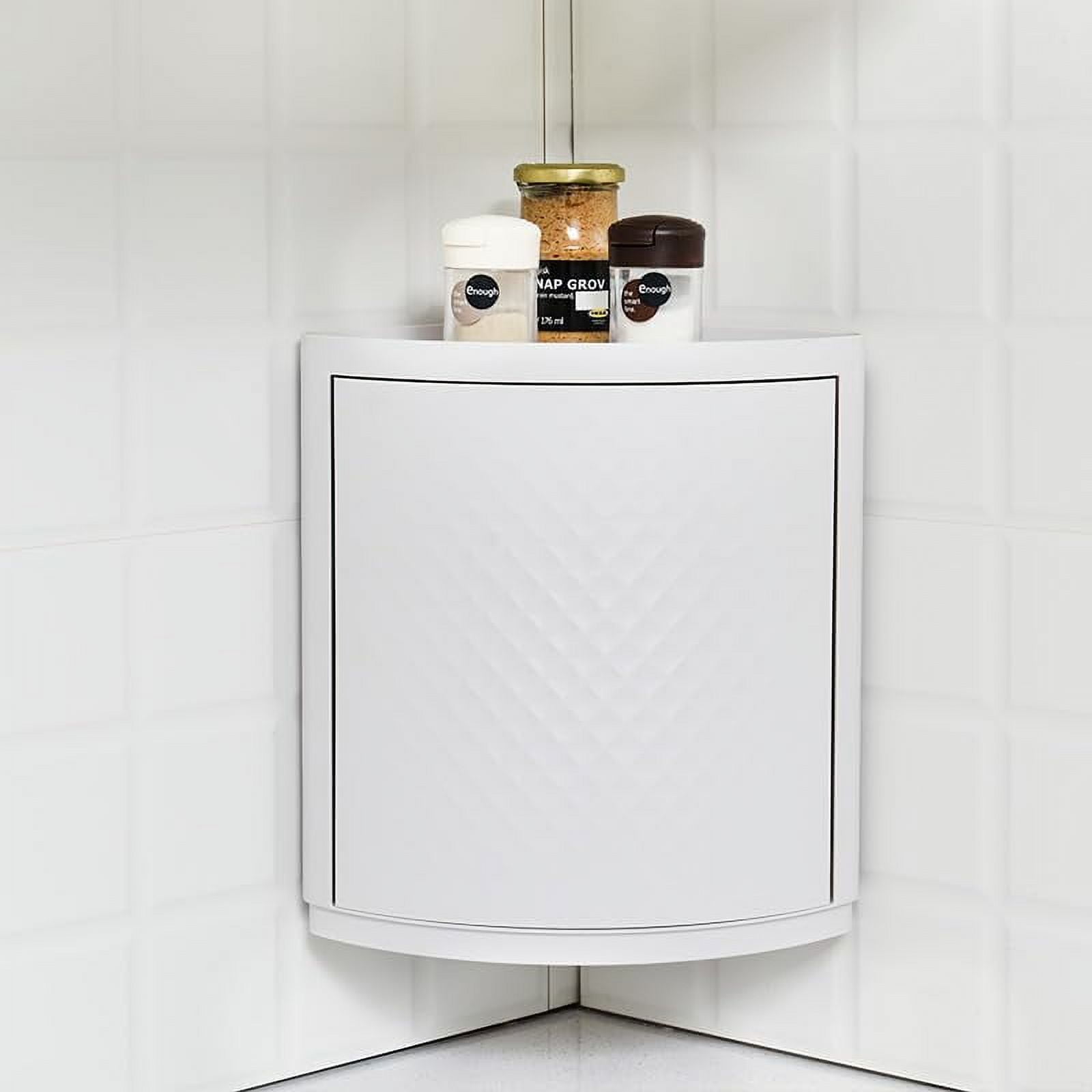 Skywin Space-Saver Small Corner Bathroom Storage Cabinet - White for Bedroom & Bath Restroom ...