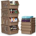 Skywin Stackable Storage Bins for Pantry (Brown) - 4 PackStackable Bins ...