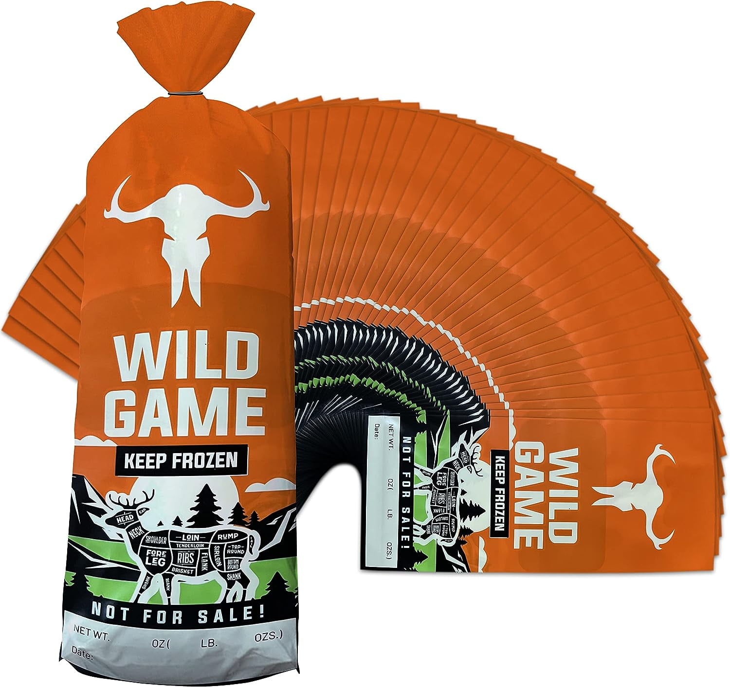 Skywin Wild Game Meat Bags 1Lb, 6 x 14 Inches, Pack of 50 Ground Beef ...