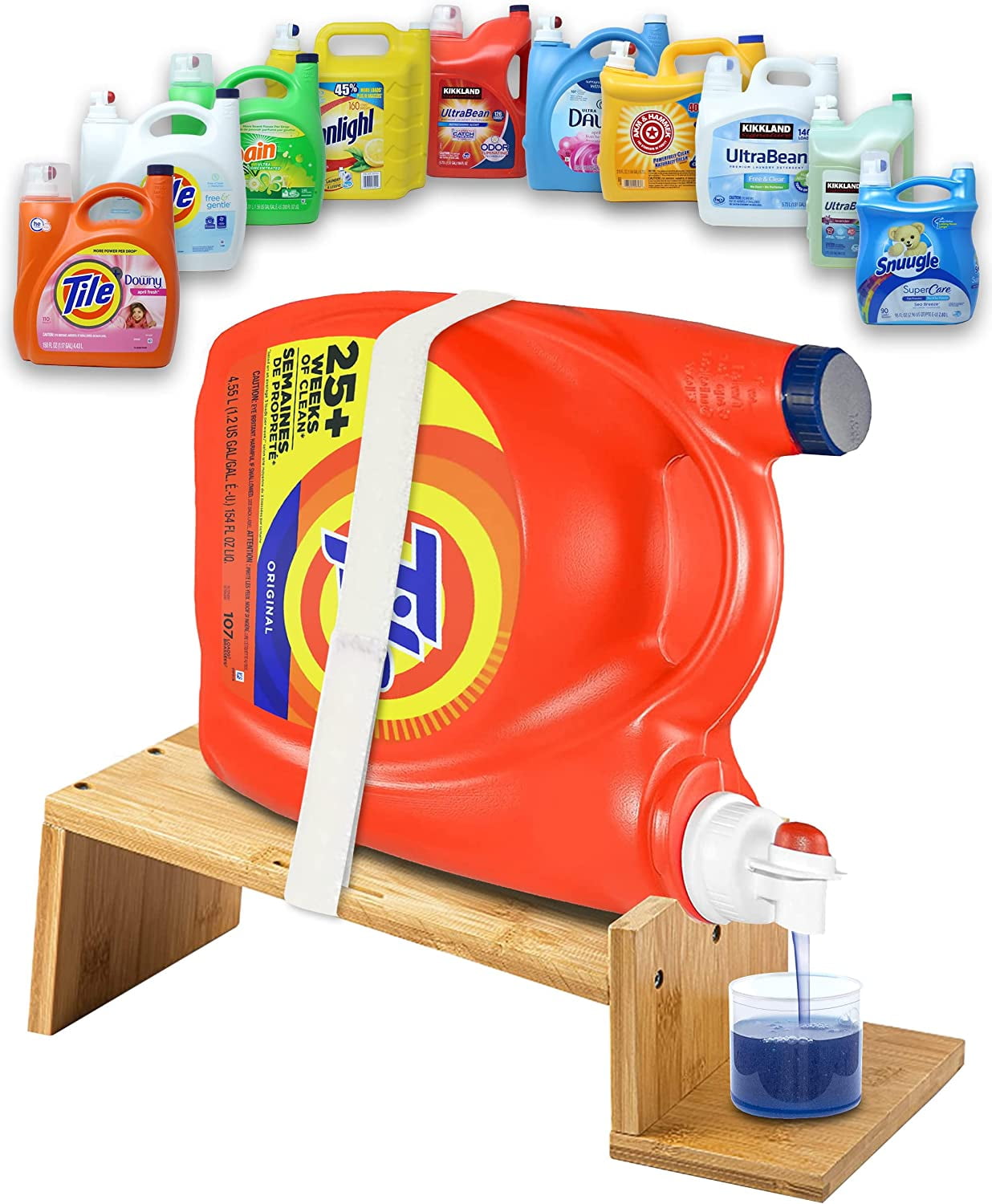 Skywin Wood Laundry Organizer: Holder, Tray & Soap Dispenser ...