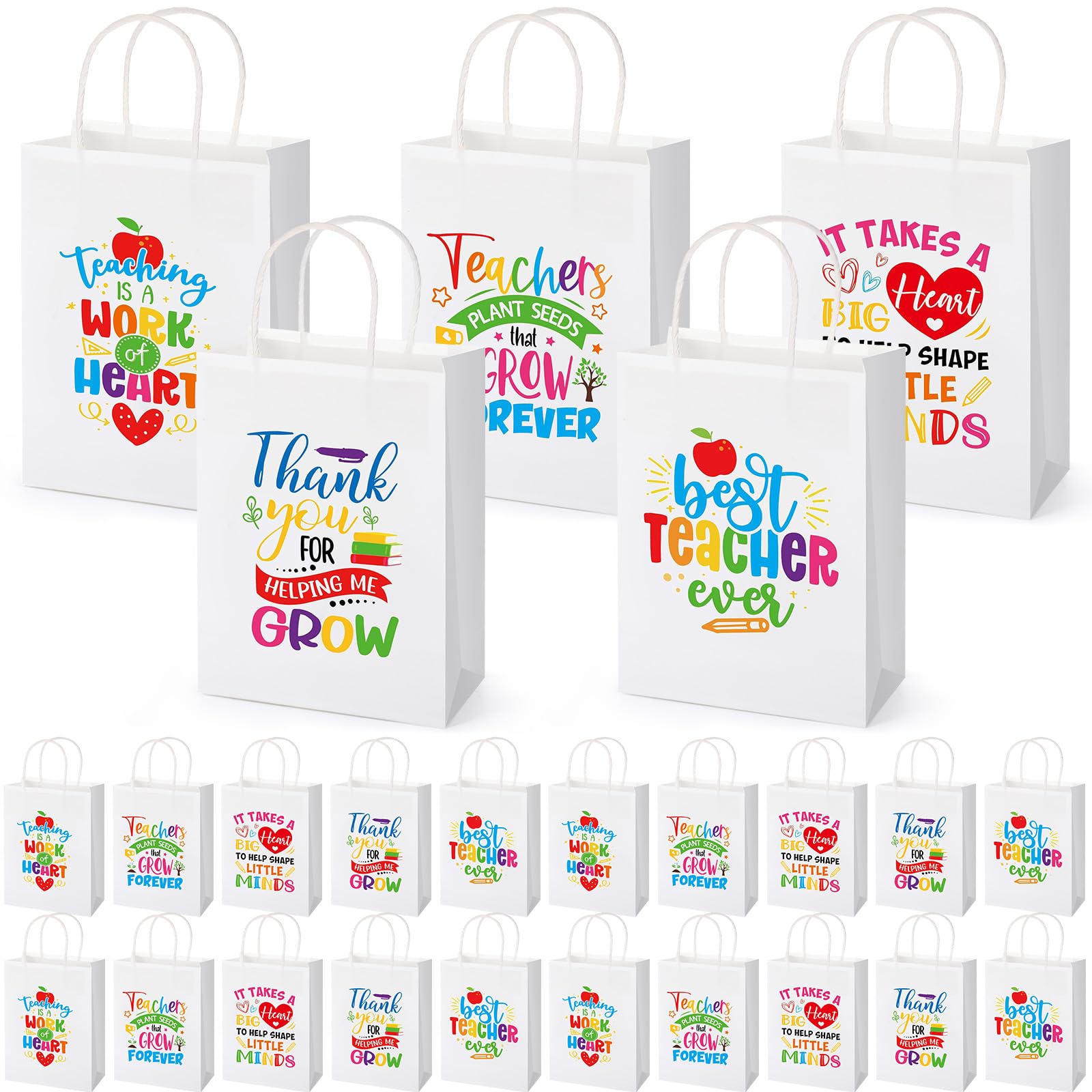 Skyygemm 100 Pcs Teacher IFF17 Appreciation Gift Paper Bag Bulk Thank ...