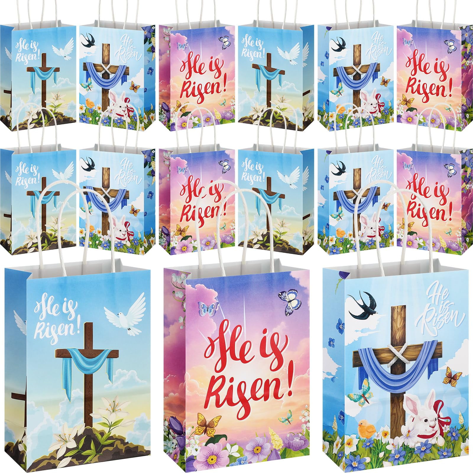 Skyygemm 60 Pcs First DHF10 Communion Gift Bags with Handle He Is Risen ...