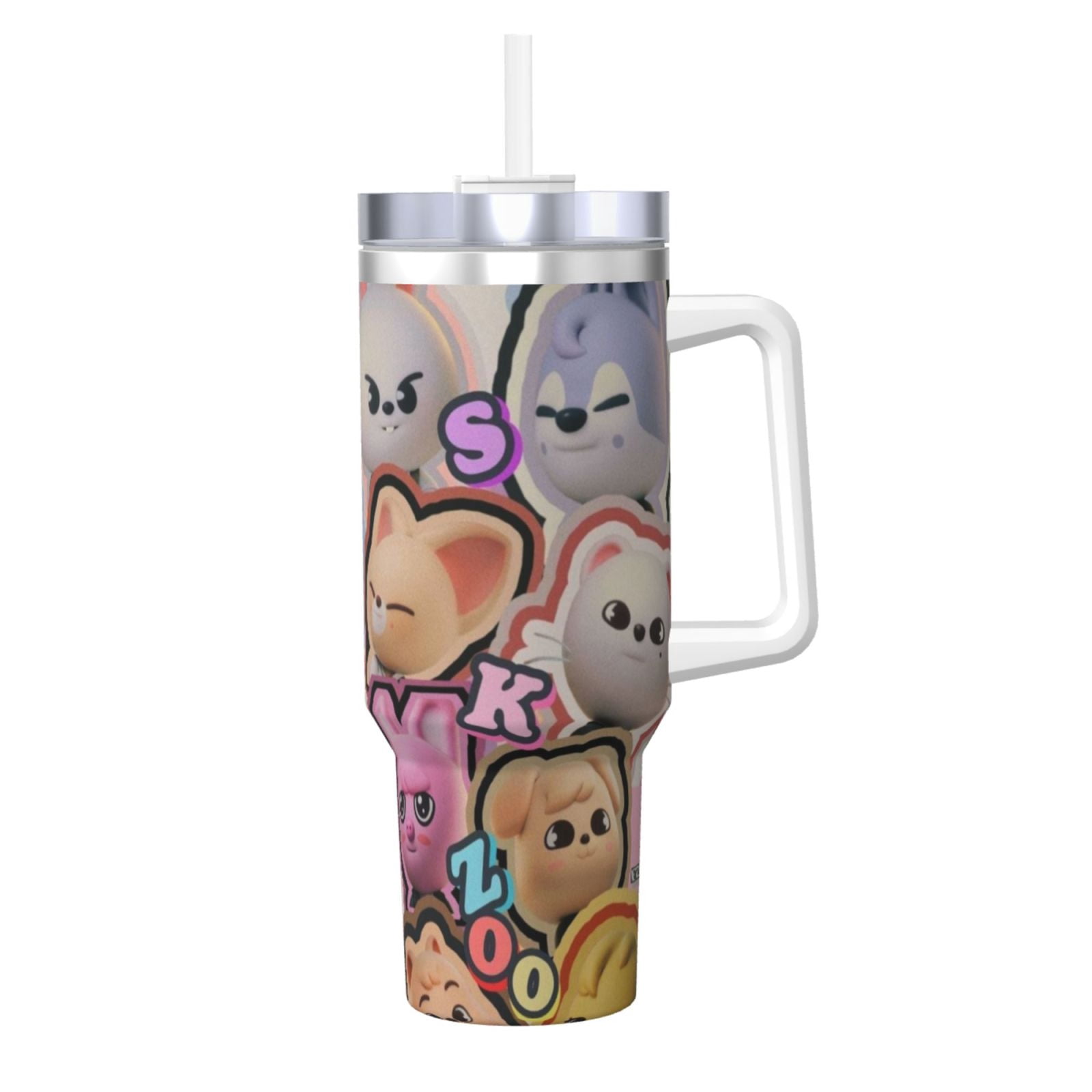 Skzoo 40 OZ Ice Bully Cup with Handle Straw, Double Wall Stainless ...
