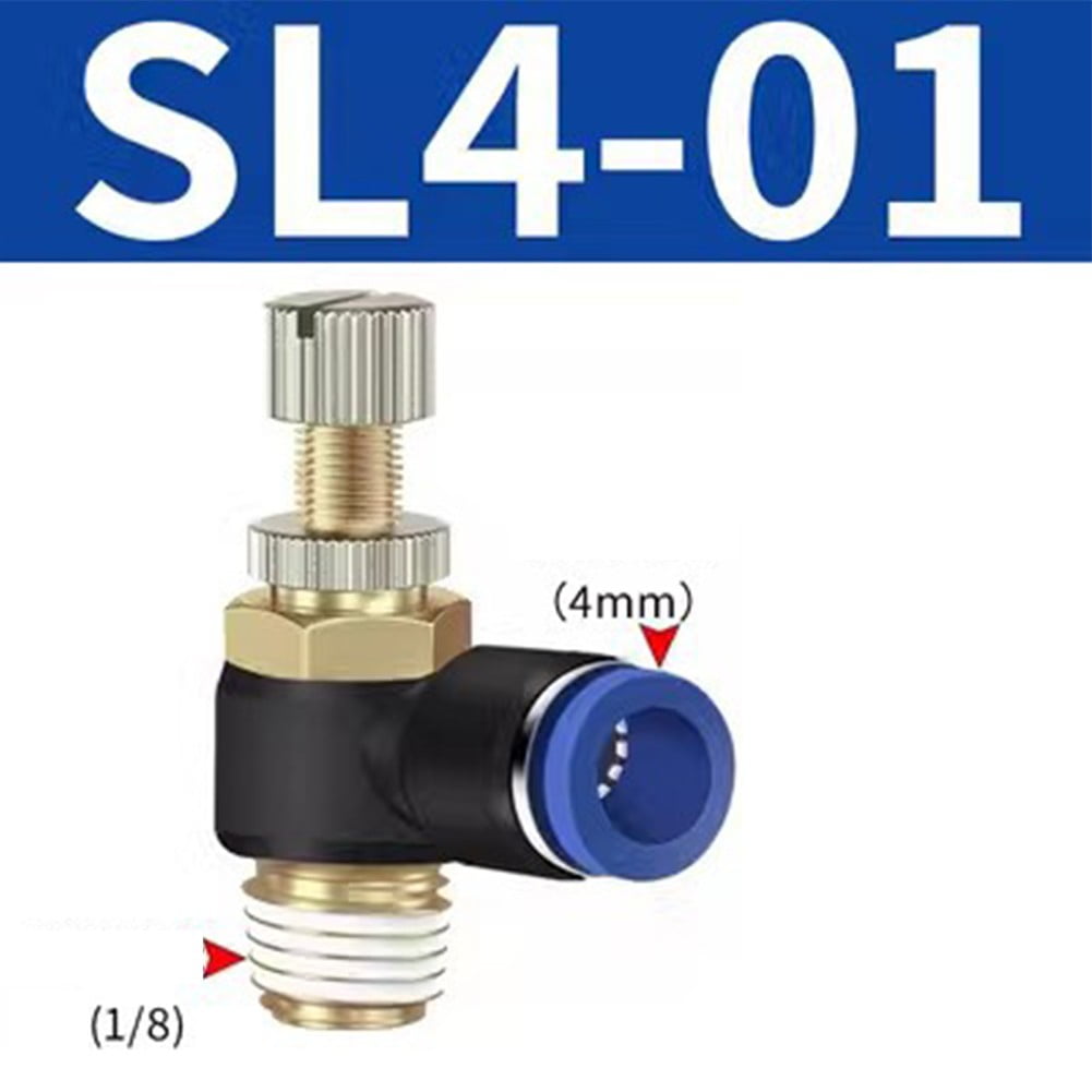SL Pneumatic Flow Control Valve Push Fit Air Regulating Throttle 4 6 8 ...