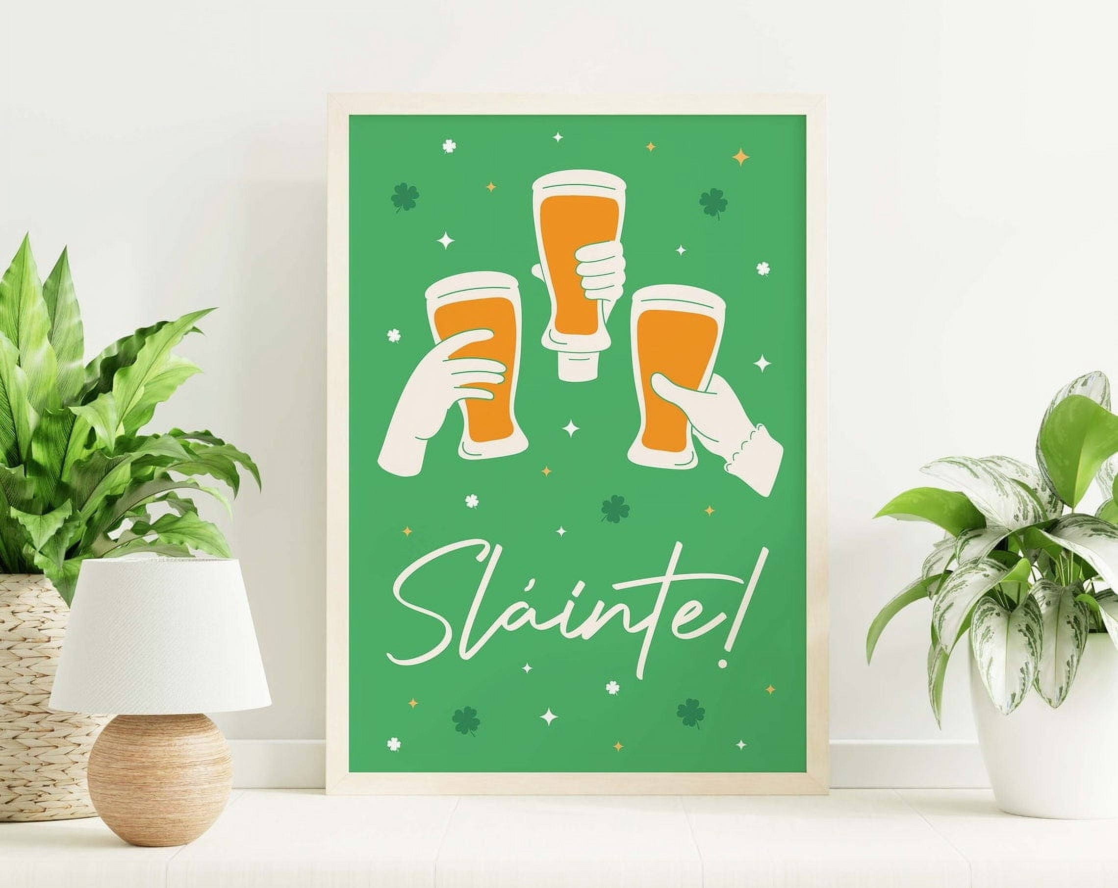 Slàinte Cheers Print, Art, Green St. Patricks Day Print, Cute Holiday ...