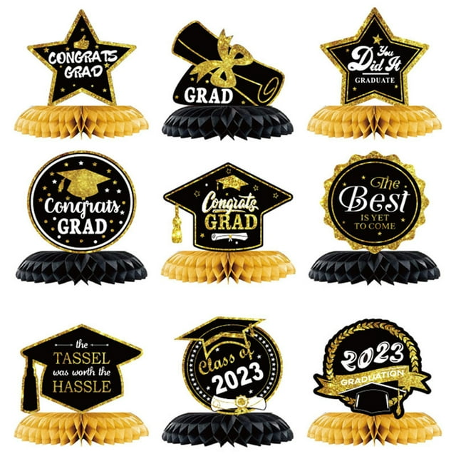 SlaBao 9pcs Graduation Honeycomb Centerpiece Graduation Table ...