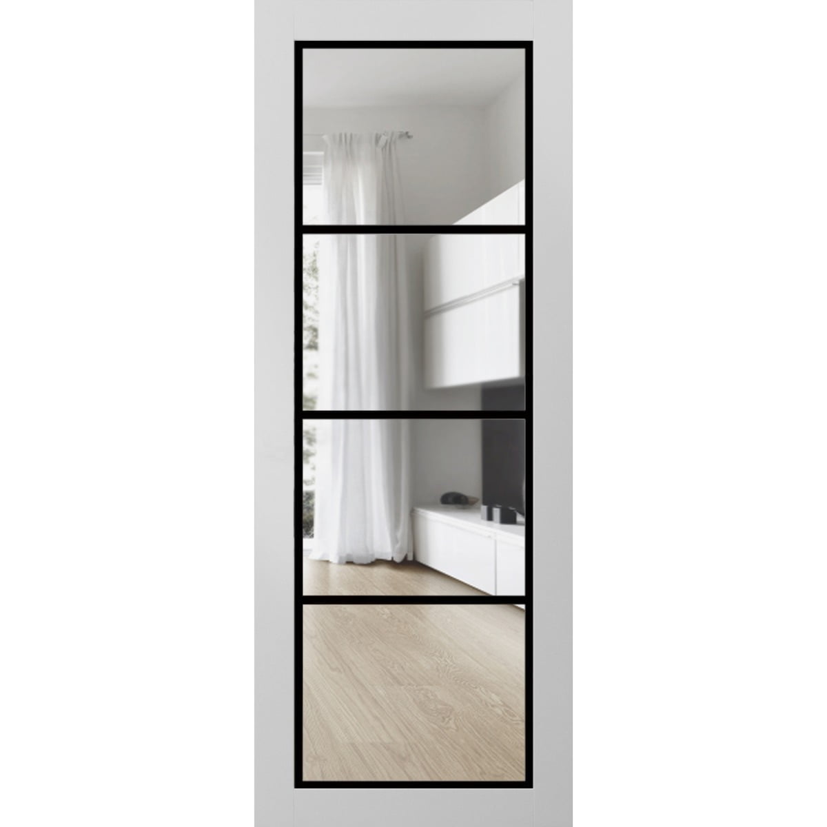 Slab Barn Door Panel 28 x 96 inches | Lucia 2466 White Silk Clear Glass ...