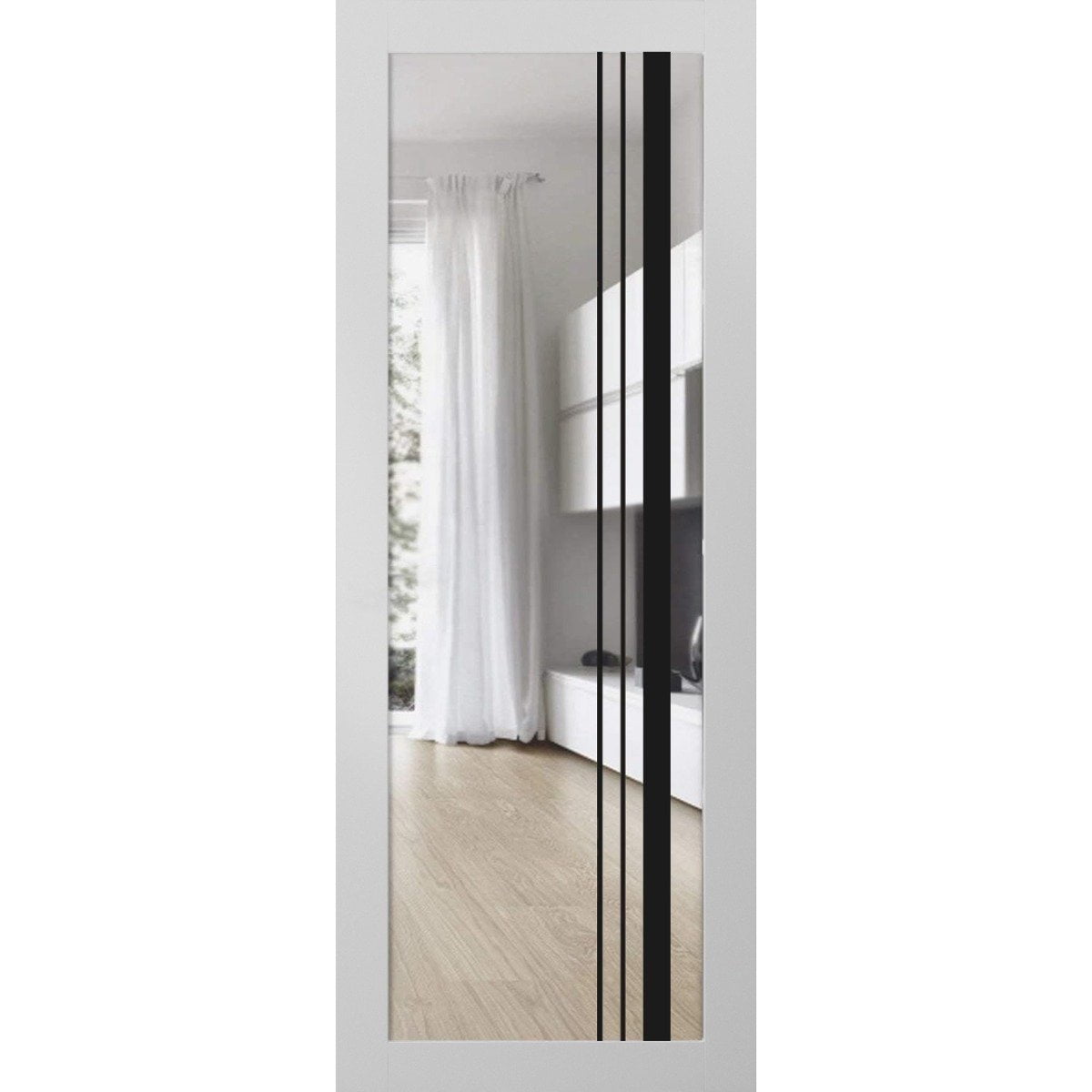 Slab Barn Door Panel 30 x 84 inches | Lucia 2566 White Silk Clear Glass ...