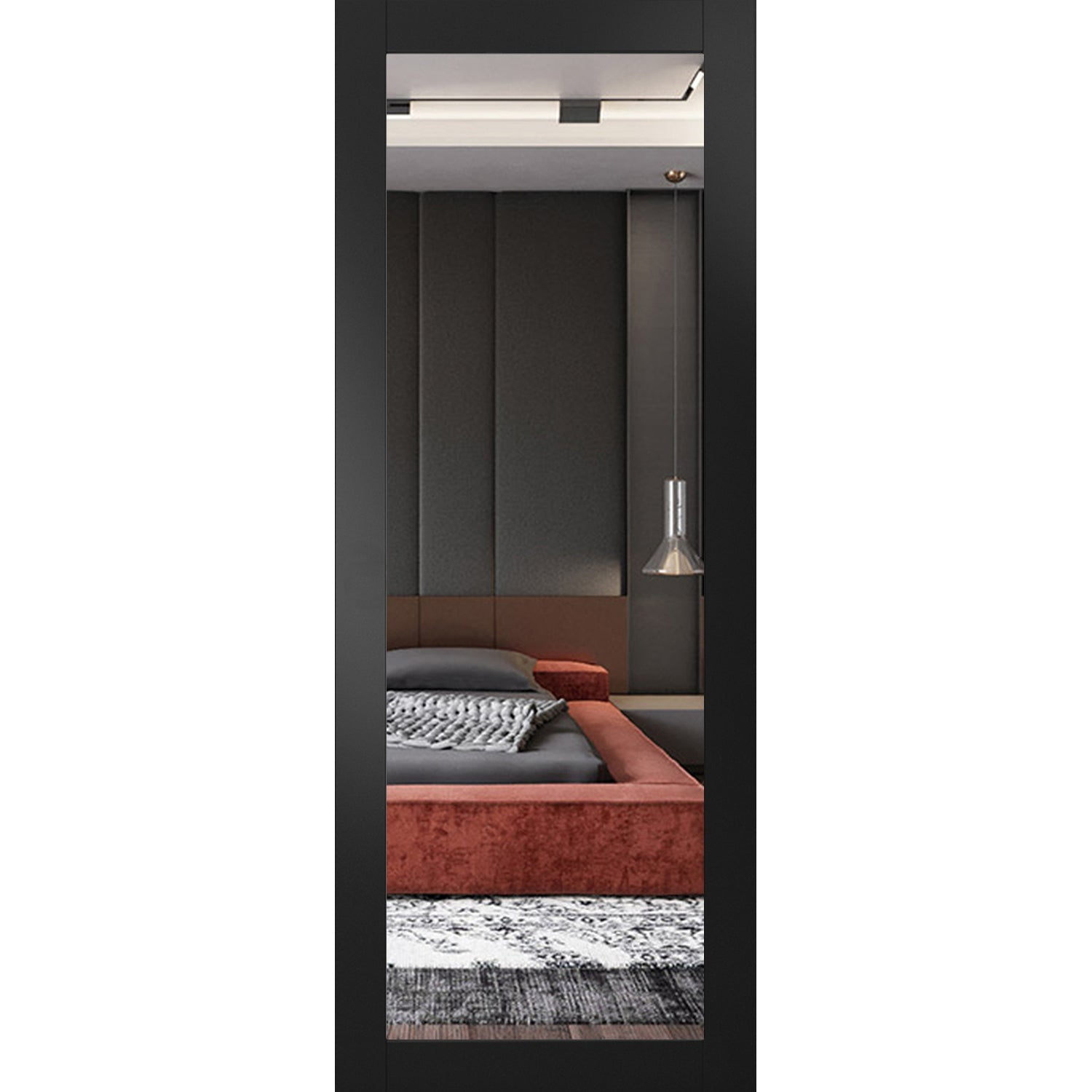 Slab Barn Door Panel 36 x 96 inches | Lucia 1299 Matte Black with ...