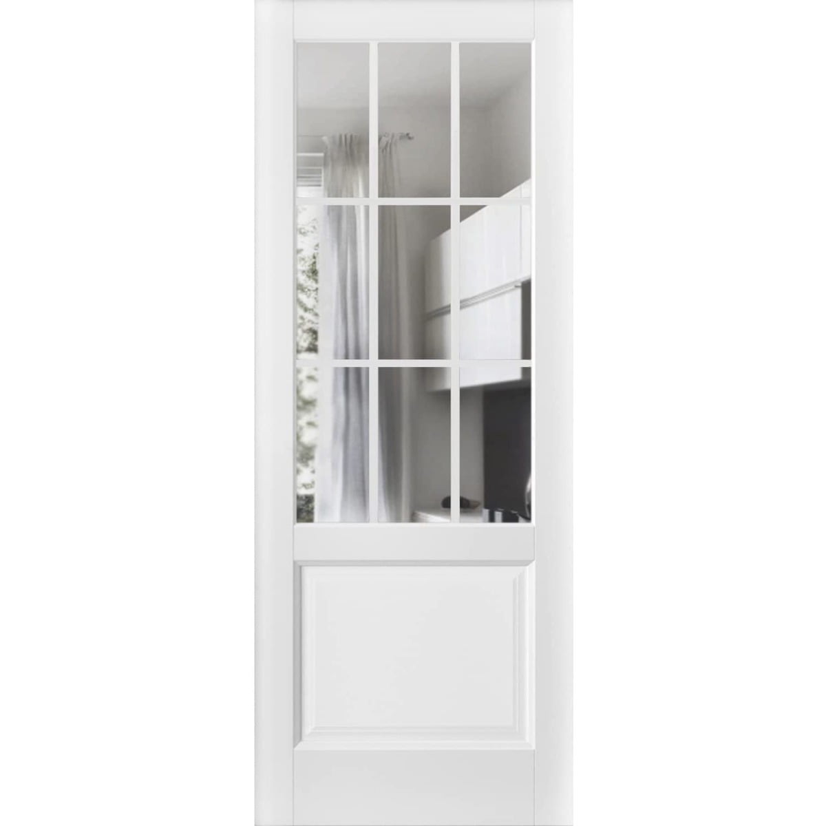 Slab Barn Door Panel | Felicia 3599 White Silk with Clear Glass ...