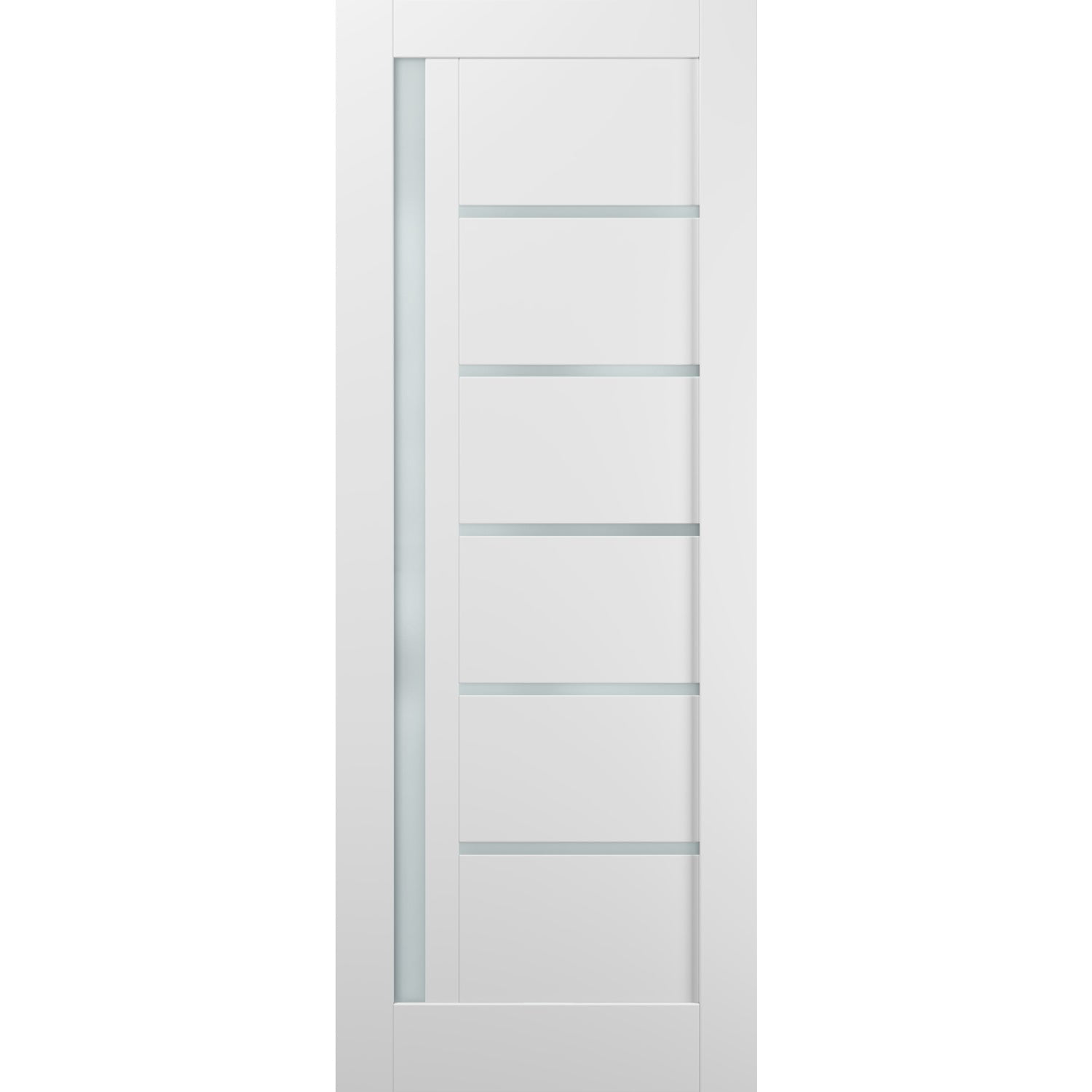 Slab Barn Door Panel | Quadro 4088 White Silk with Frosted Opaque Glass ...