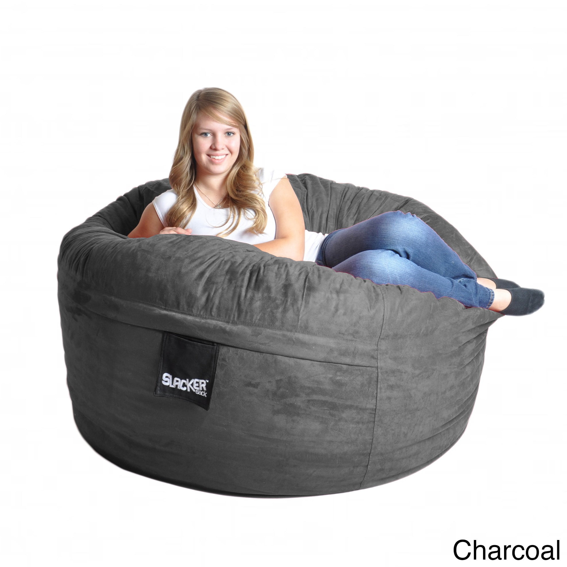 Slacker Sack 5-foot Microfiber and Memory Foam Bean Bag Charcoal ...