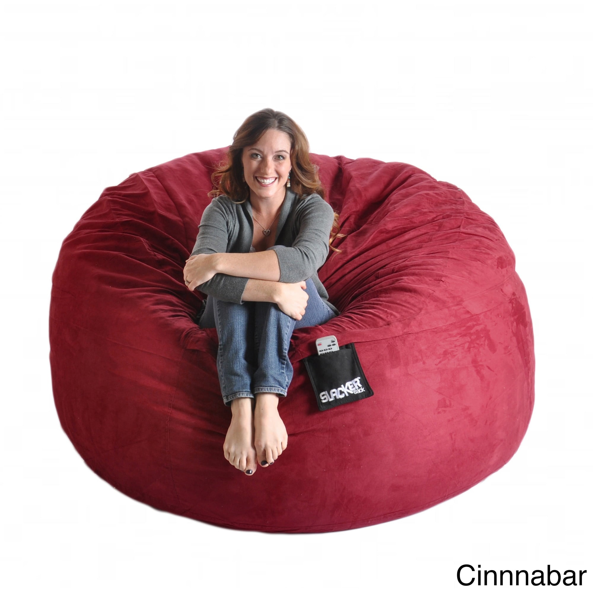 Slacker Sack Round 6-foot Microsuede and Foam Bean Bag Cinnabar Red ...