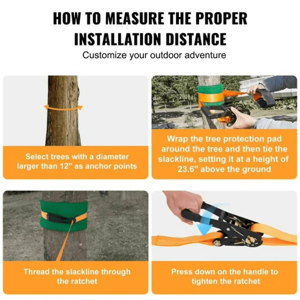 Slackline Kit with Training Line, 60 ft Backyard Slack Line Equipment ...