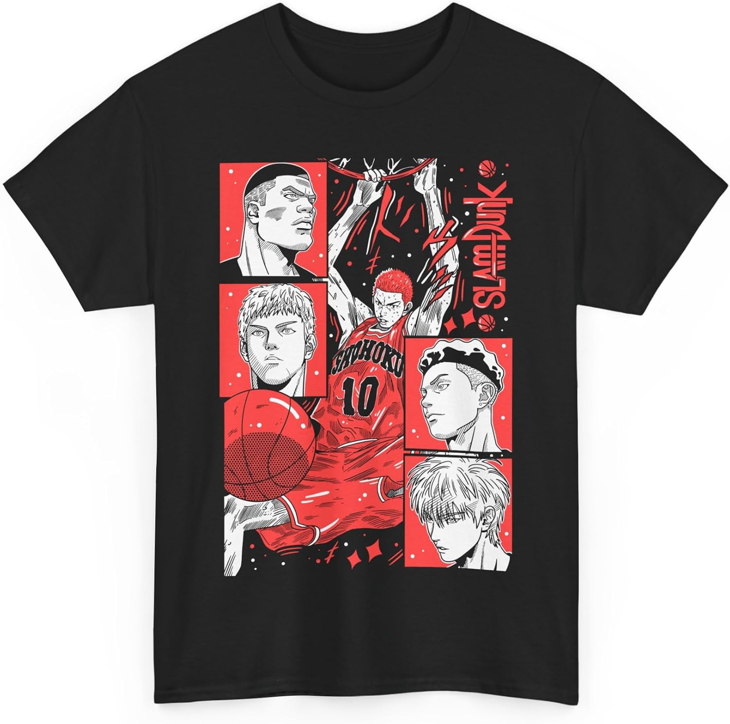 Slam Anime Dunk Hanamichi Sakuragi and Kaede Rukawa Cotton Short Sleeve ...