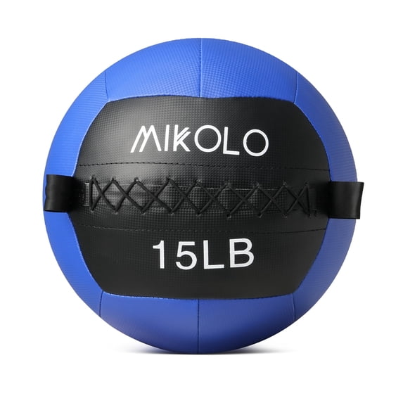 Mikolo Fitness 15LB Wall Ball, Soft Leather Medicine Ball, Blue ...