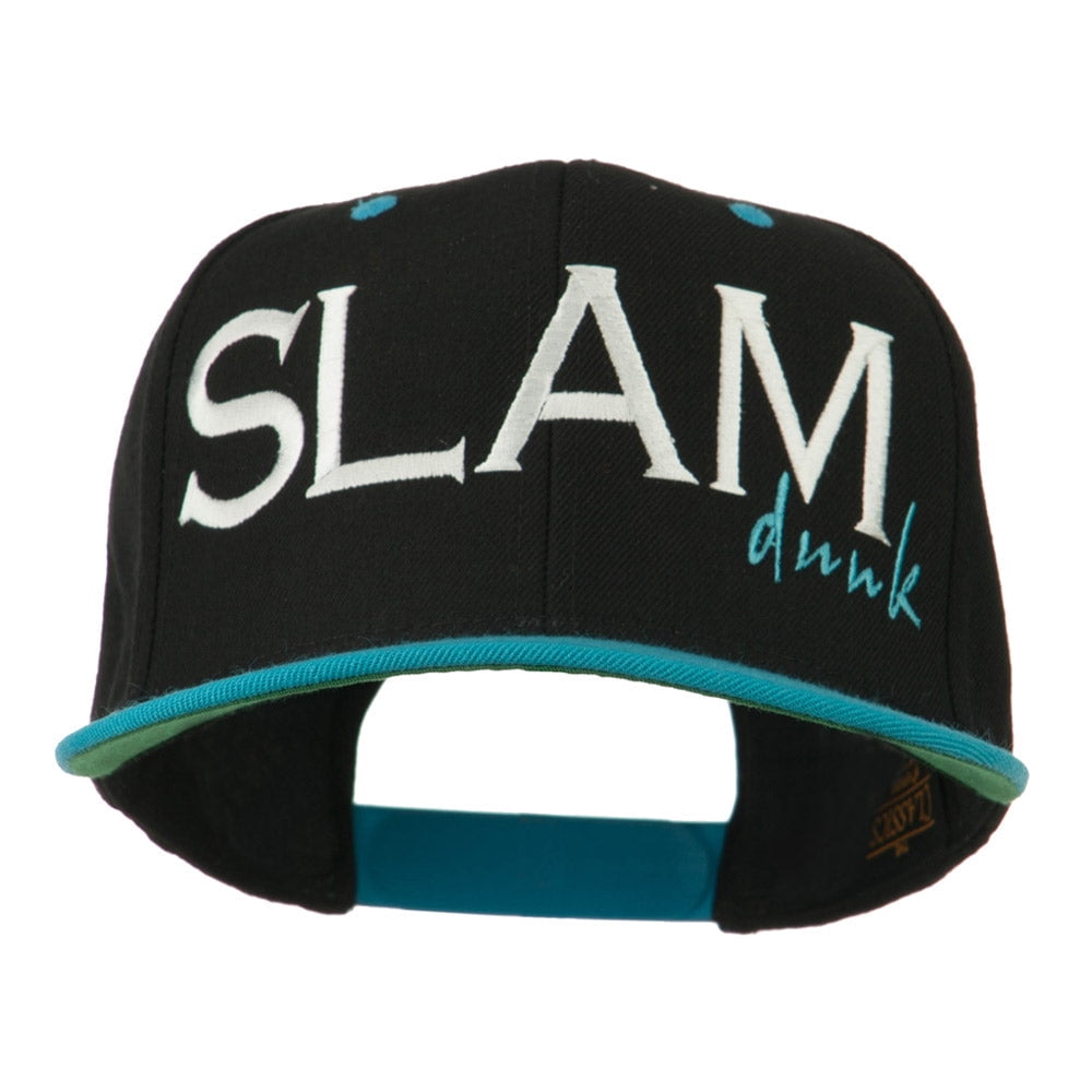 Slam Dunk Embroidered Flat Bill Cap - Black Teal OSFM - Walmart.com
