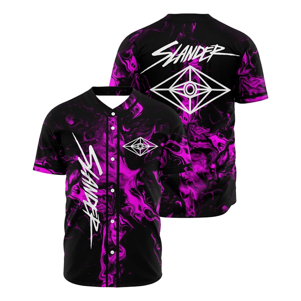 Slander Merch Purple Baseball Jersey For EDM Festival 2024 Short Sleeve ...