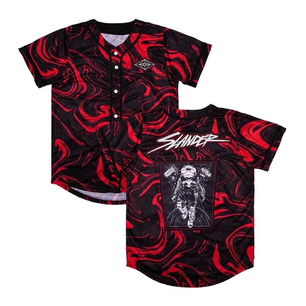 Slander Merch Spaceman V-Neck Logo Baseball Jersey T-shirt Summer Women ...