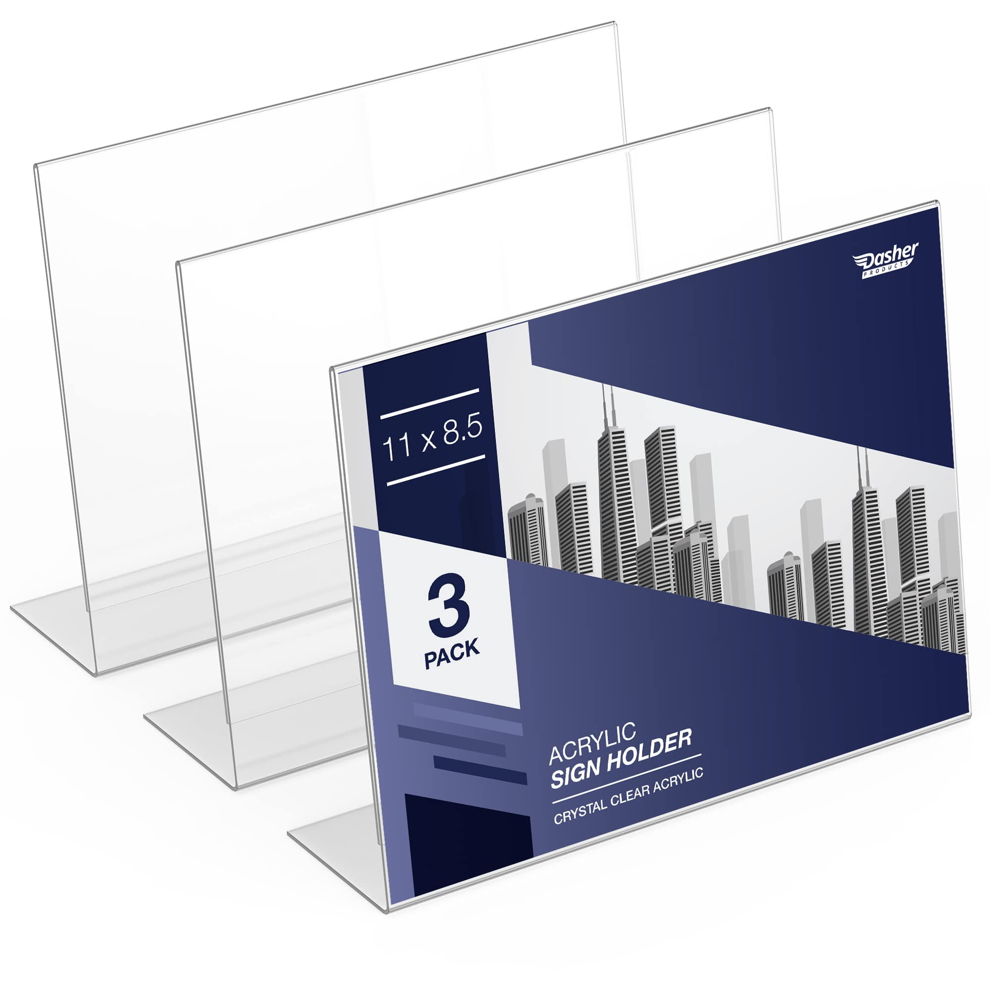 Slant Back Acrylic Sign Holder 11 x 8.5 Inches, 3-Pack Landscape Ad ...