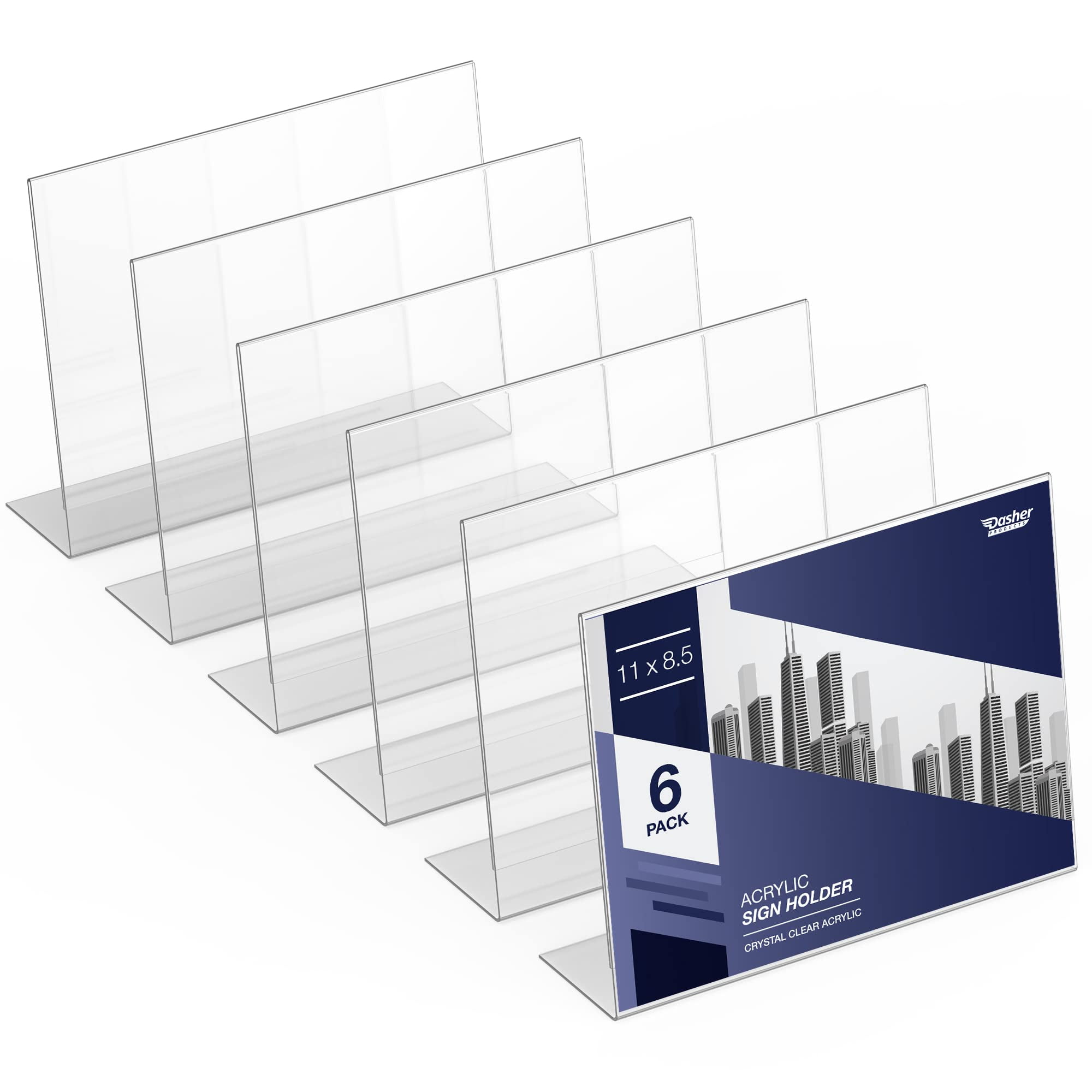 Slant Back Acrylic Sign Holder 11 x 8.5 Inches, 6-Pack Landscape Ad ...
