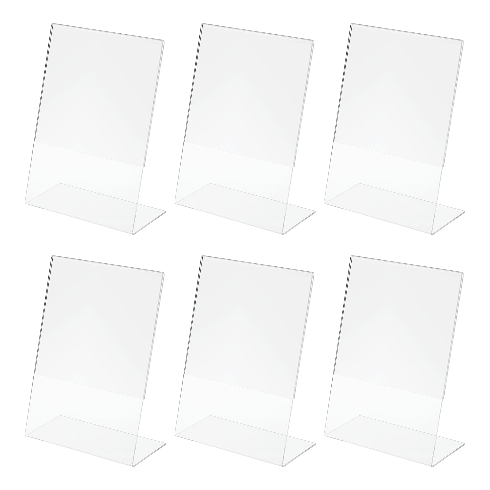 Slant Back Acrylic Sign Holder, 7.1 x 5.1 Inch Clear Sign Display ...