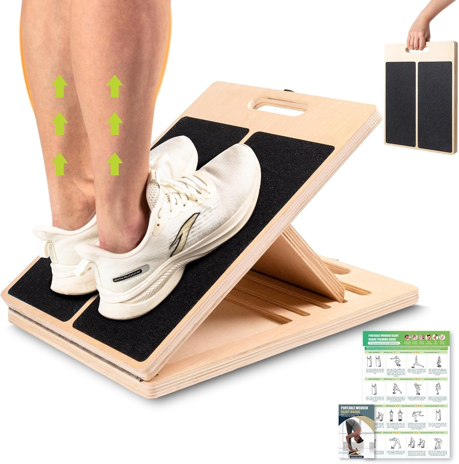 Slant Board for Calf Stretching, Adjustable Portable Wooden Incline ...