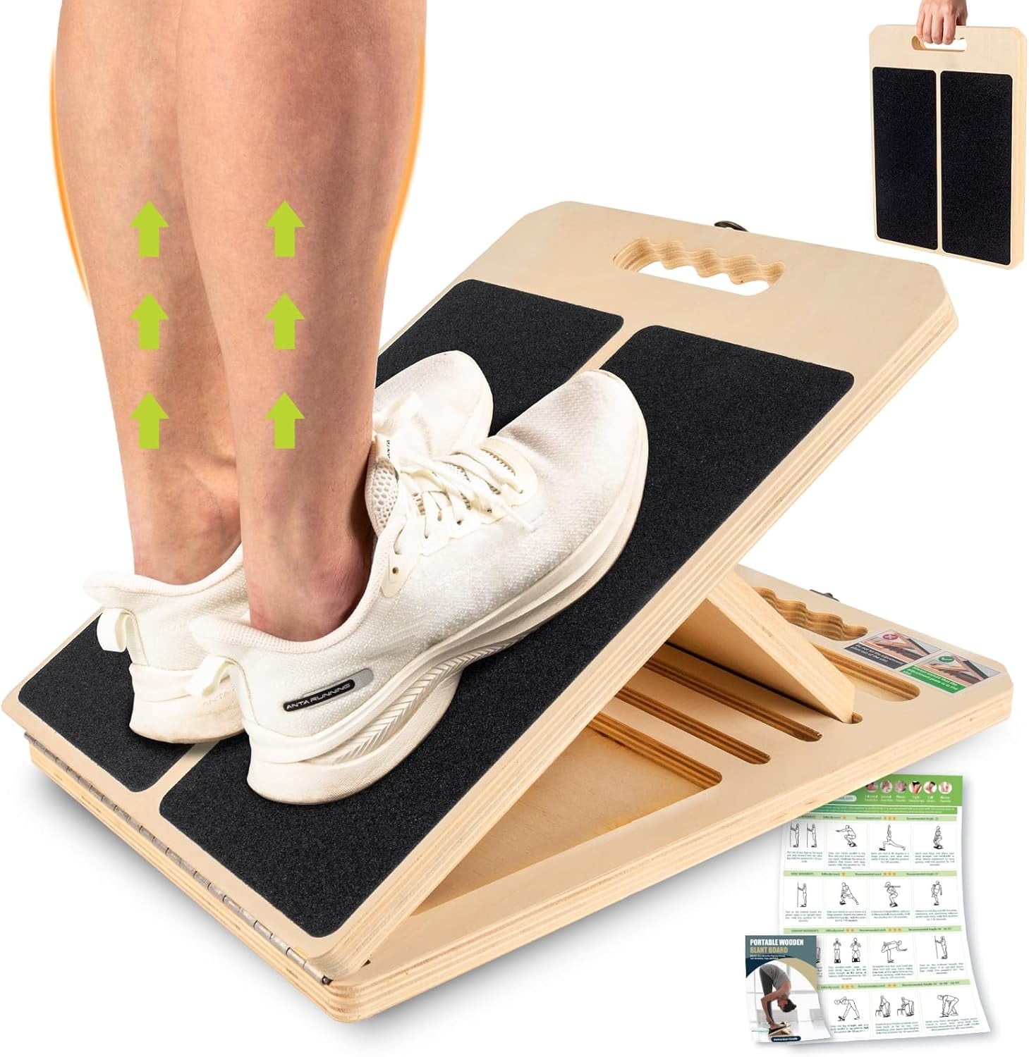 Slant Board for Calf Stretching, Adjustable Portable Wooden Incline ...