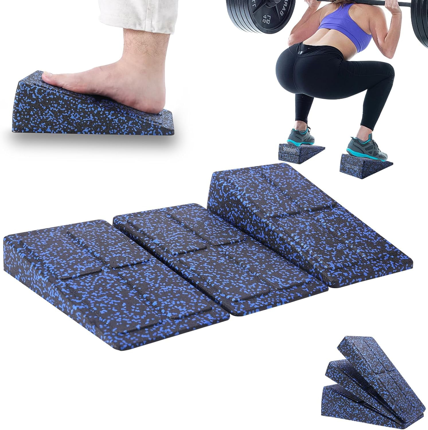 Slant Board Squat Wedge for Calf Stretching，3 Pcs 12" x 6.3" Foot ...
