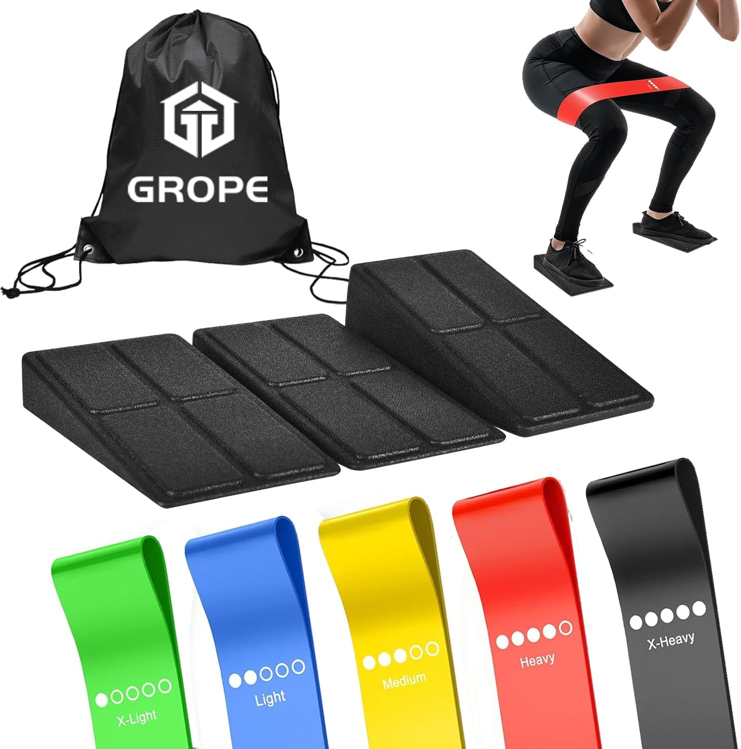 Slant Board Squat Wedge for Calf Stretching，3 Pcs 12" x 6.3" Foot ...