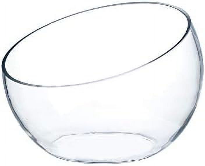 | Slant Cut Bowl Glass Vase, Width 10", Height 7", Clear Terrarium Jar ...