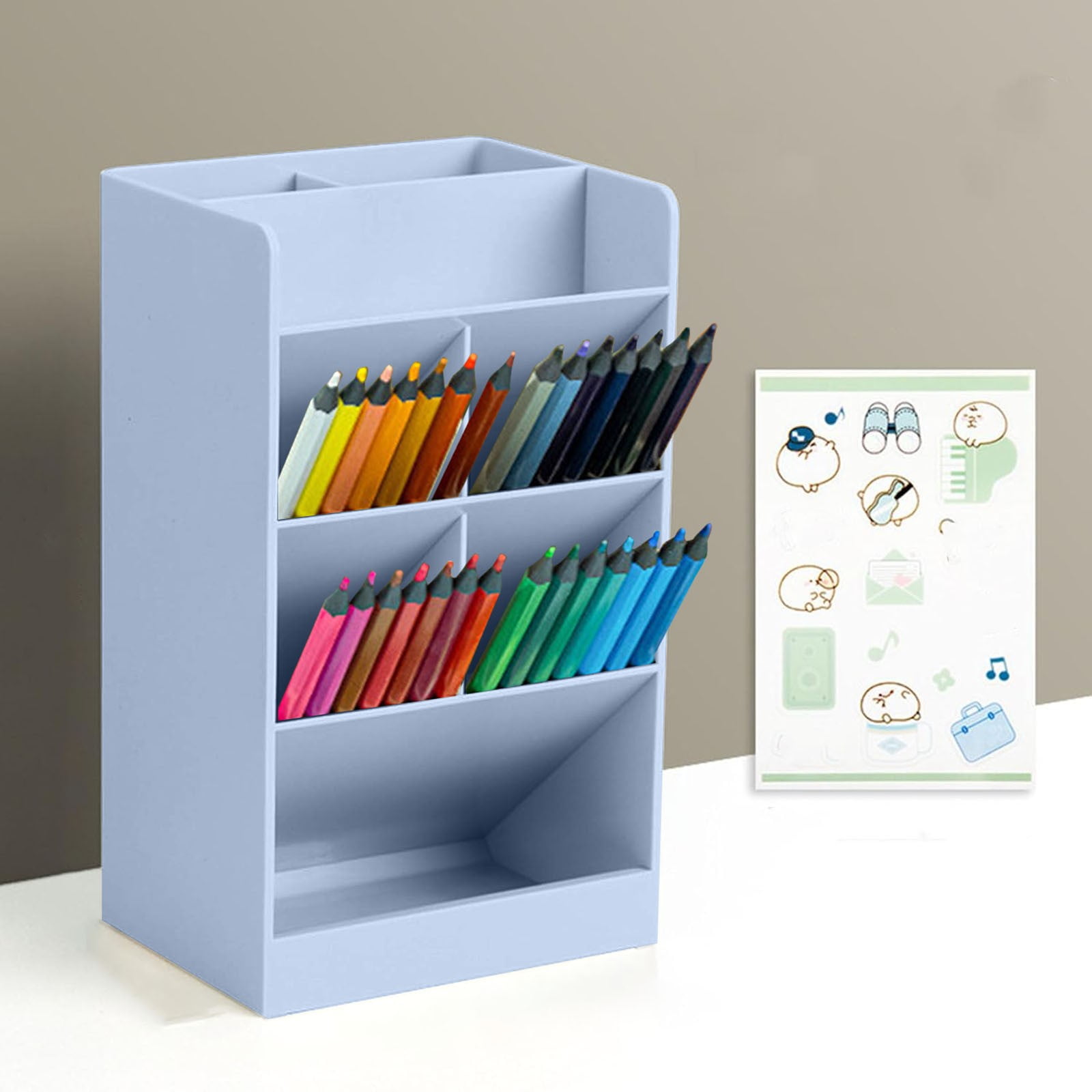 Slant Insertion Pen Holder Storage Box Blue led pencils, 1 Pen Holder ...