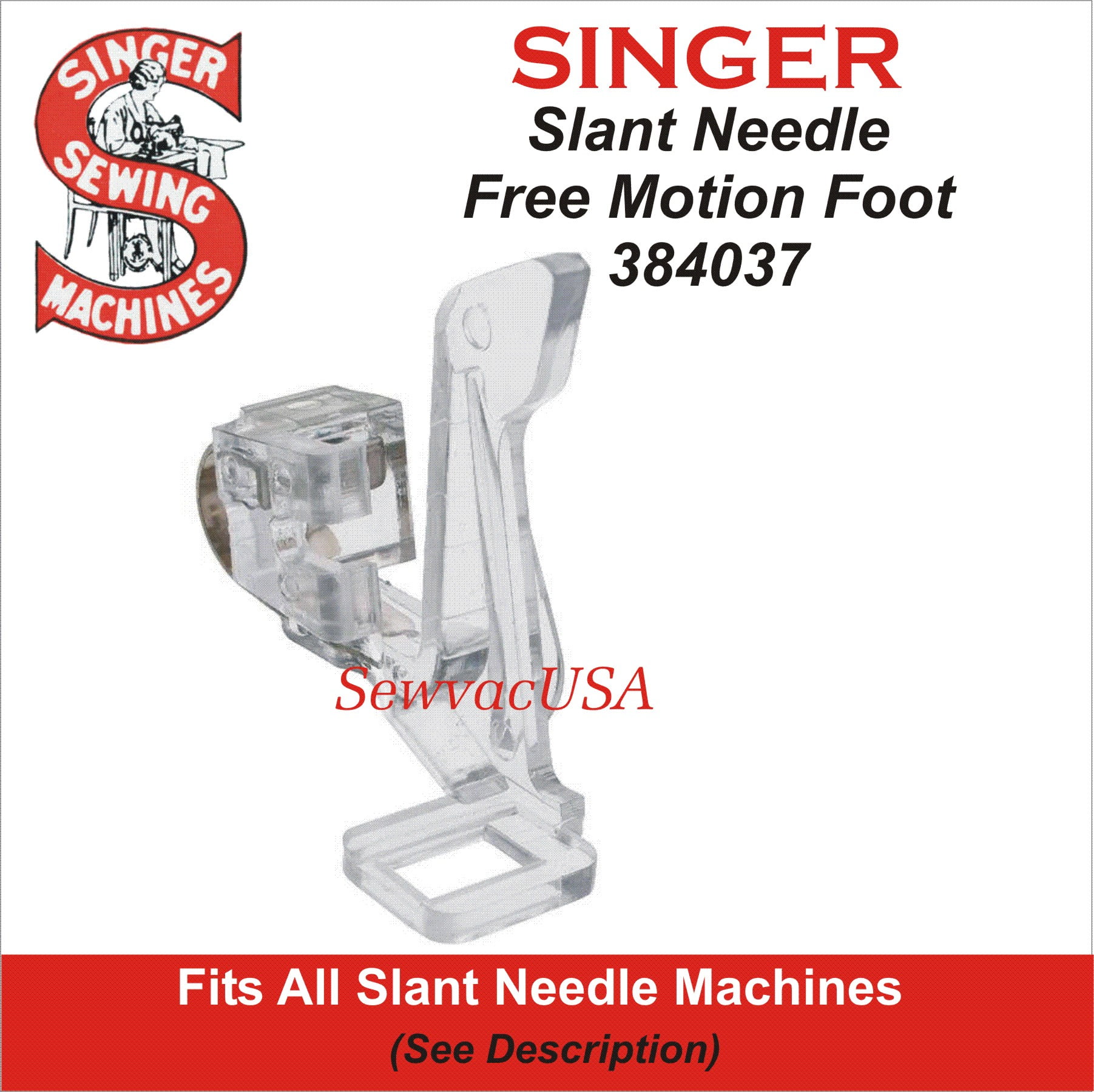 Slant Needle See Through Darning Foot 384037 Fits All Singer Slant ...