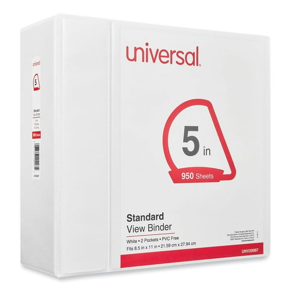 Universal Deluxe Round Ring View Binder, 3 Rings, 3" Capacity, 11 x 8.5 ...