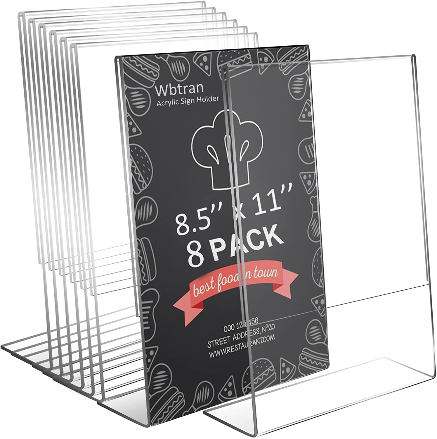 Slanted Back Acrylic Sign Holder 8.5 x 11, Clear Tabletop Plastic Paper ...