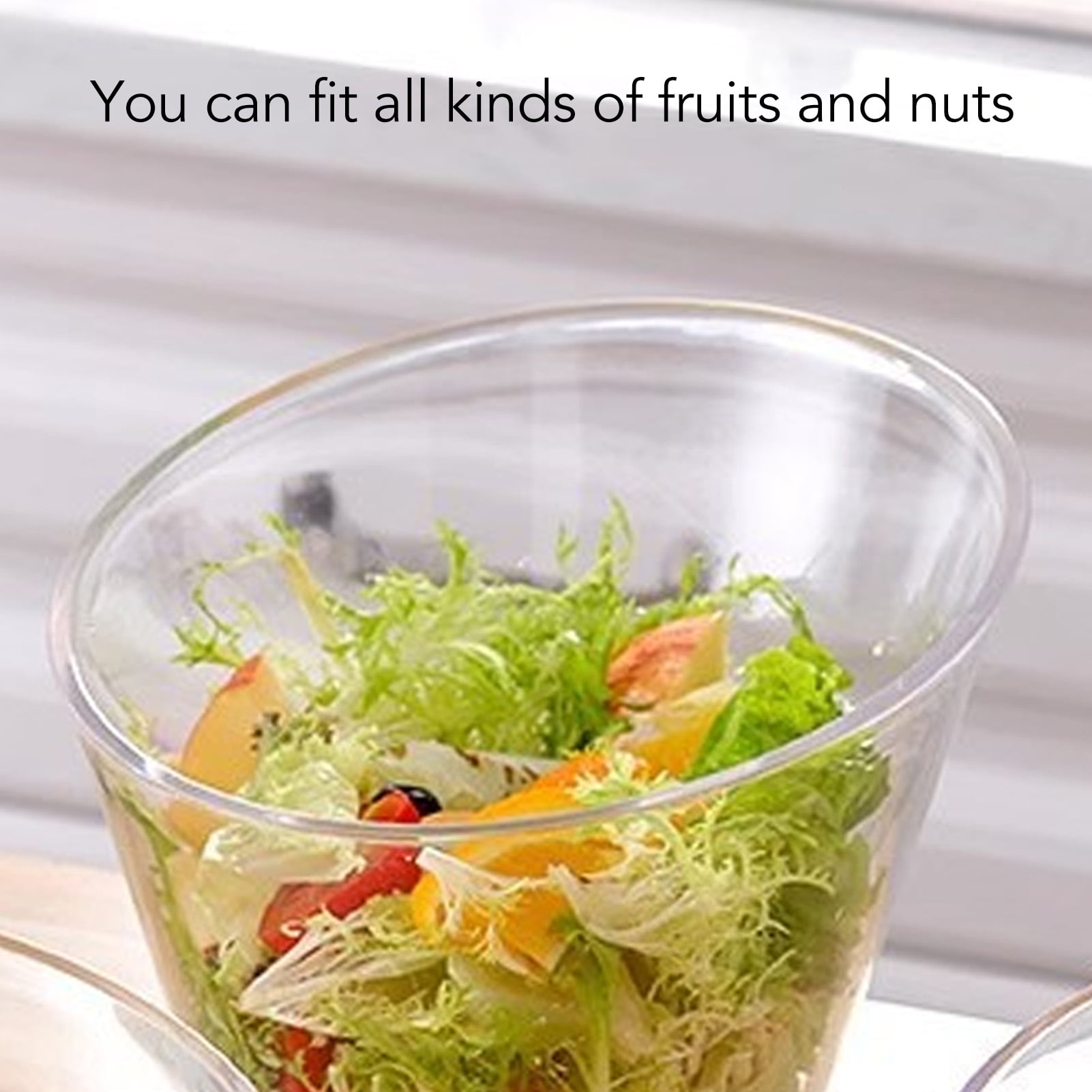 Slanted Design Acrylic Bowl For Easy Access, Ideal For Salads, Pasta ...
