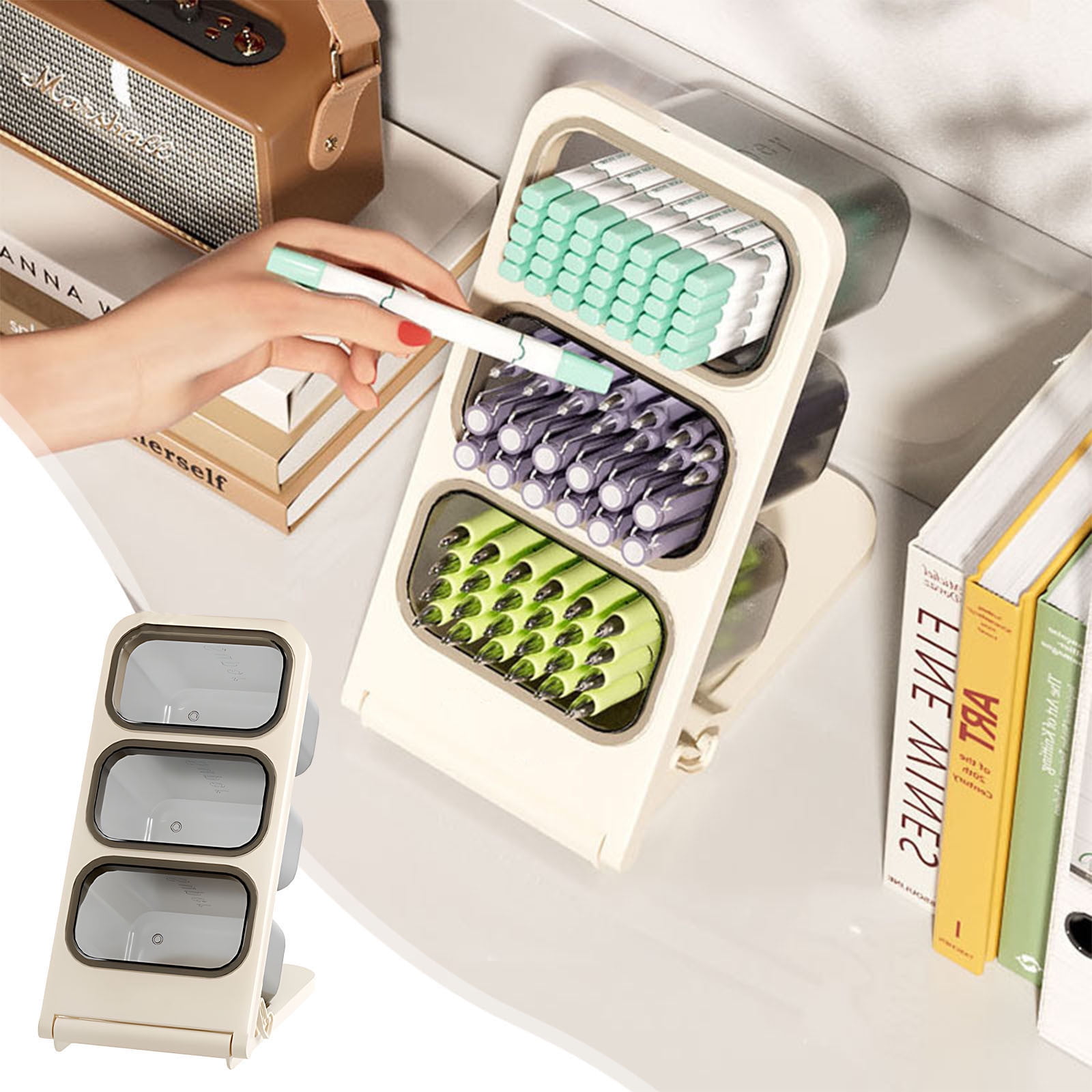 Slanted Desktop Organizer Large Capacity Multi-Compartment Storage Box ...