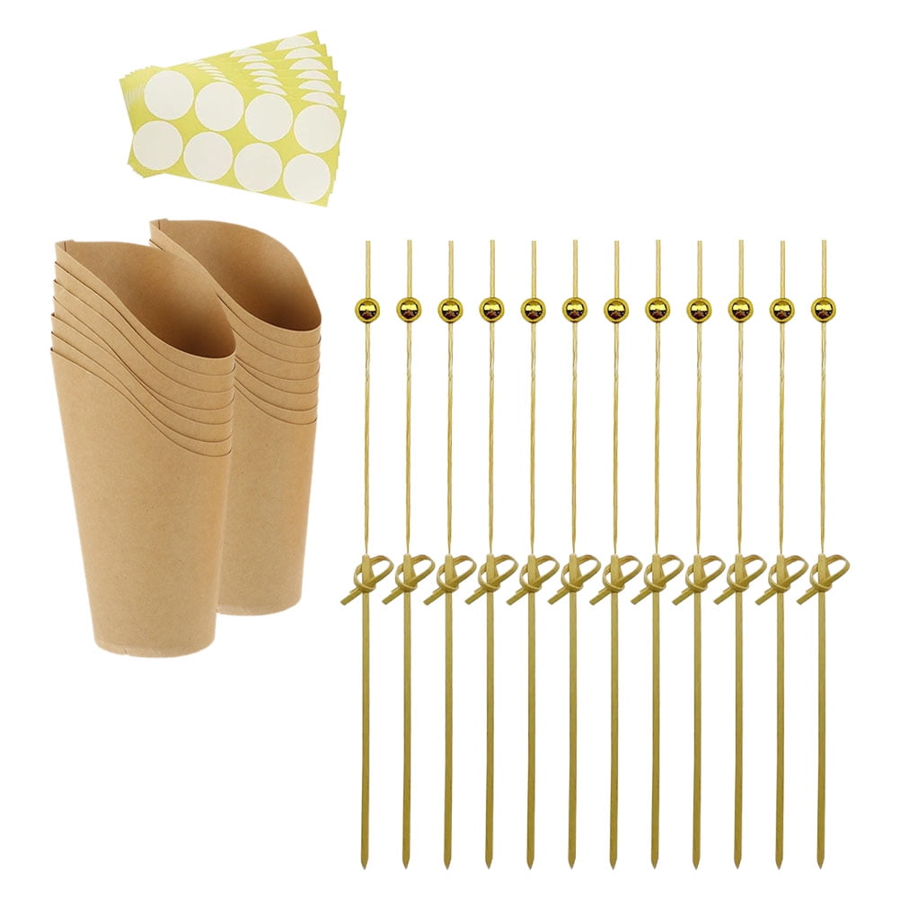 Slanted Kraft Paper Cup French Fries Fruit Bamboo Stick Snack Box Set ...
