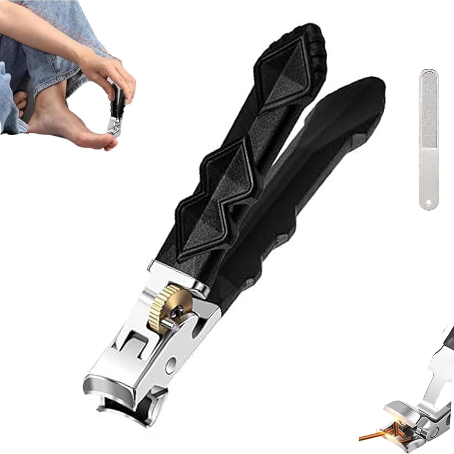 Slanted Nail Clippers with Curved Metal Blade, Long Handle Ergonomic ...