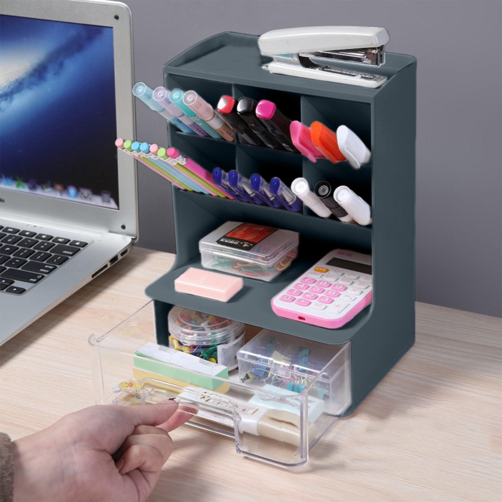 Slanted Pen Desk Organizer Storage Rack | Multi-Lattice Removable ...