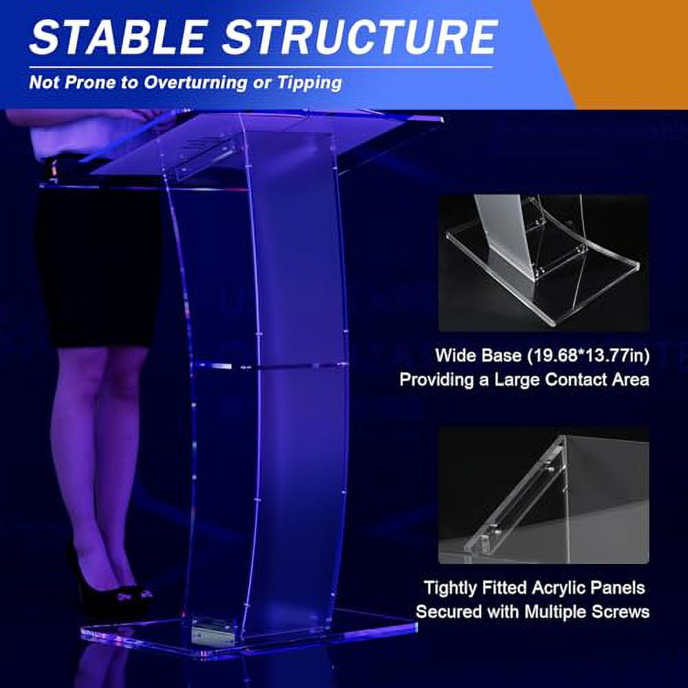Slanted Podium Lectern Conference Pulpit Acrylic Podium Clear ...