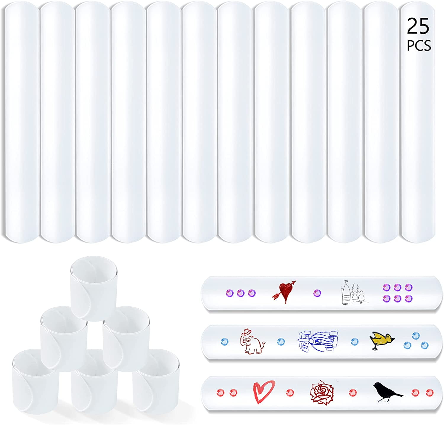 Novelty Place Bulk Slap Bracelets Party Wrist Strap Snap Bands for Adult Teens Kids - DIY, Play ...