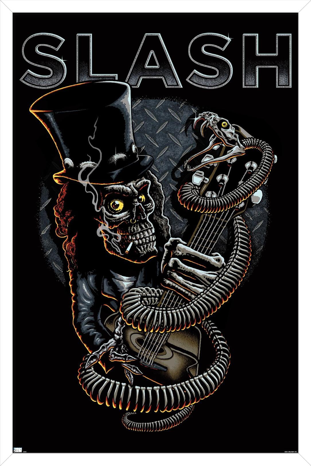 Slash - Skull Guitar Snake Wall Poster, 14.725" x 22.375" Framed ...