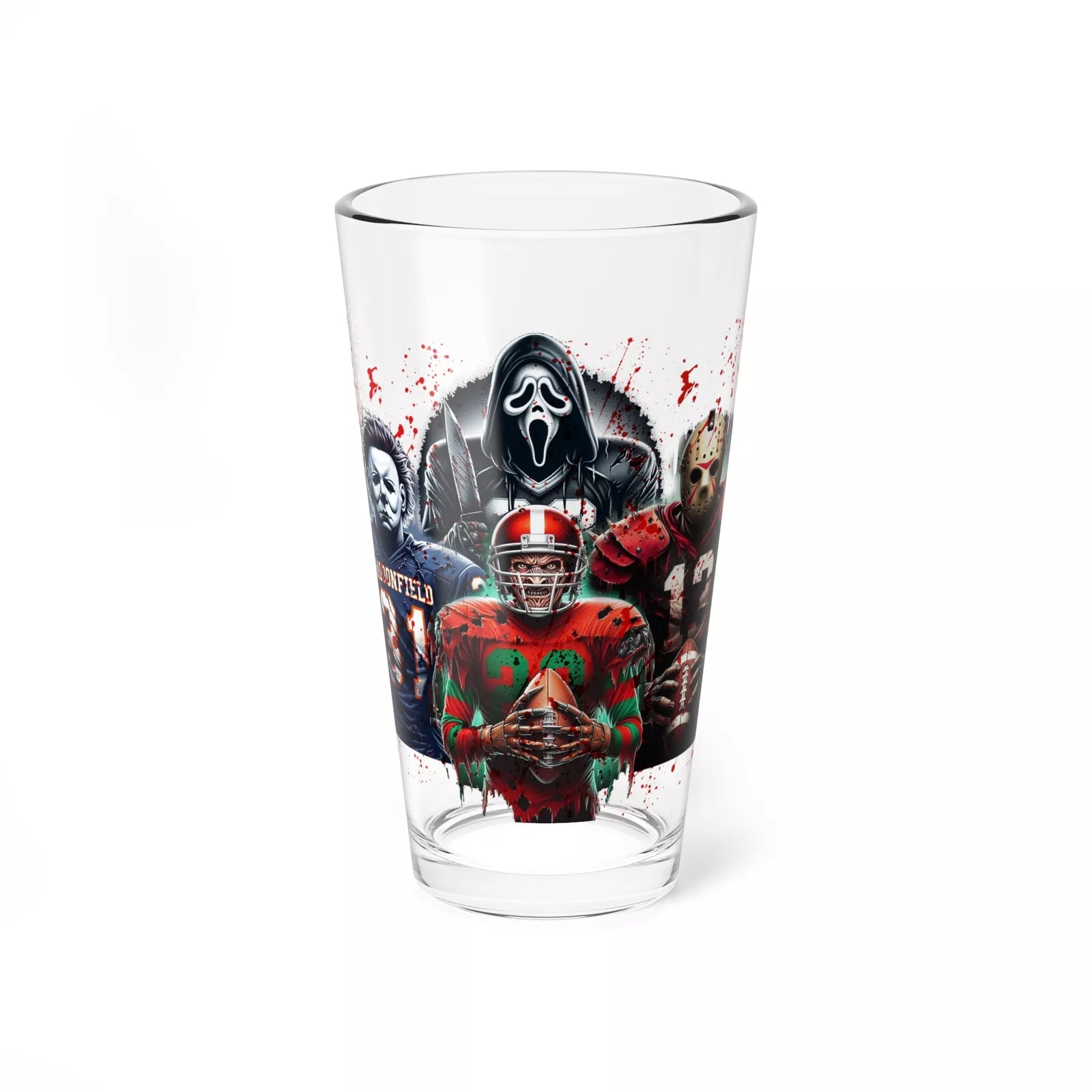 Slashers Football Team Pint Glass - Freddy, Jason, Michael Myers ...