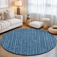 Slate Blue 6' Round Rug for Living Room Under Coffee Table, White Dots ...