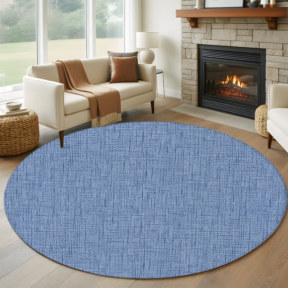Slate Blue Solid 8FT Round Area Rugs for Living Room Minimalist Cloth ...