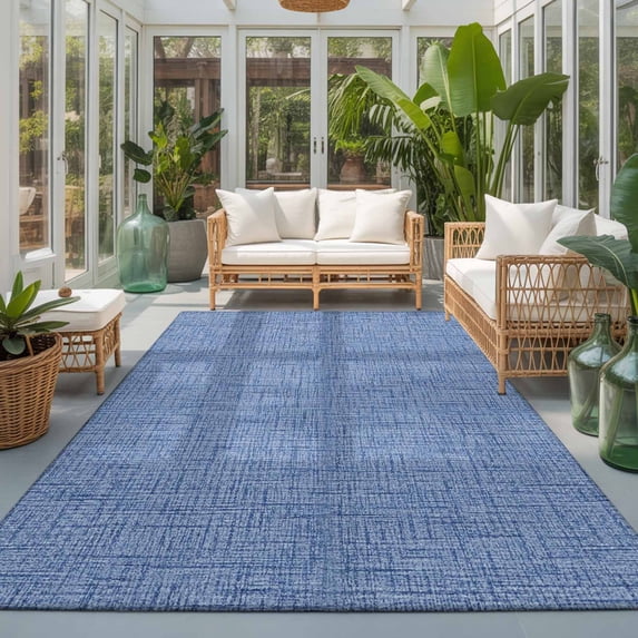 Slate Blue Solid Washable Living Room Rugs 8'x10', Minimalist Cloth ...