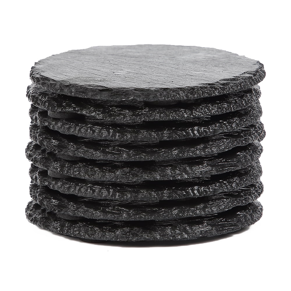 Slate Coasters Set of 8 Round Black Slate Stone Coasters Bulk Round ...